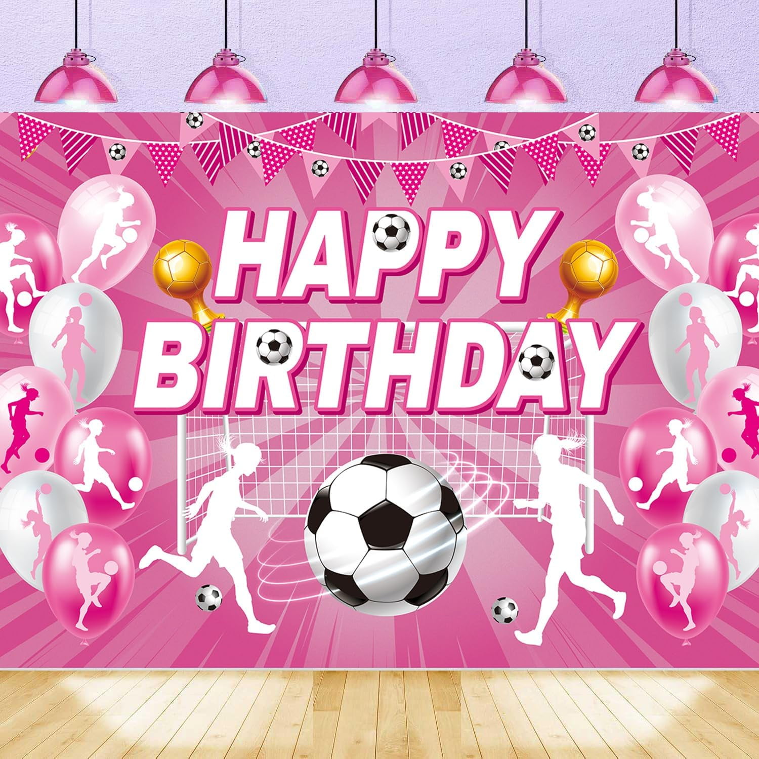Soccer Birthday Backdrop Pink Soccer Happy Birthday Girls Photography ...