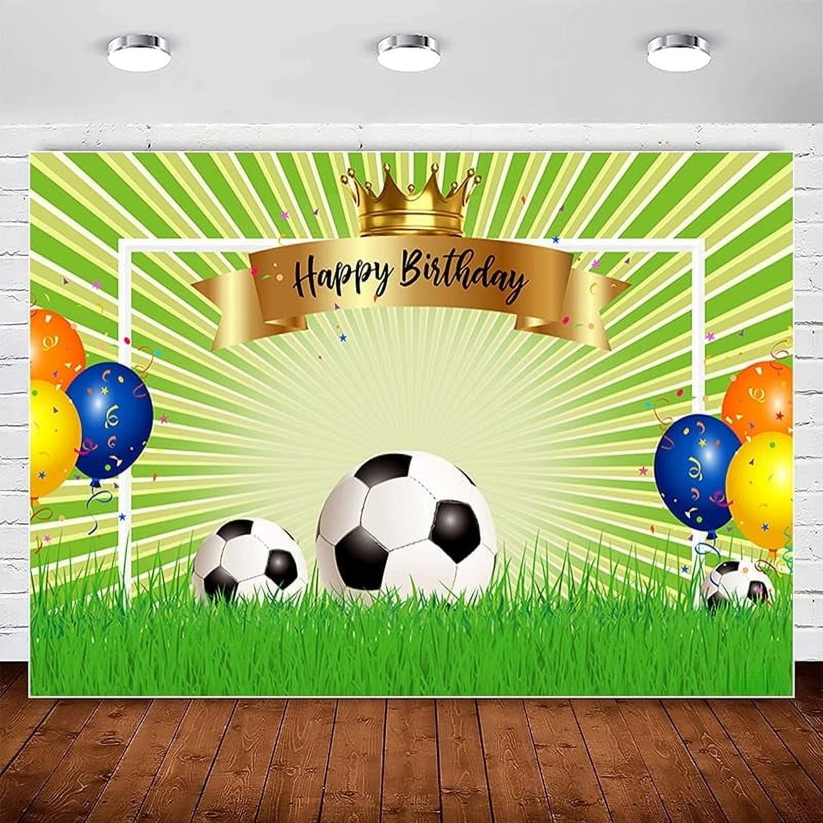 Soccer Birthday Party Backdrop Football Goal Field Grassland ...