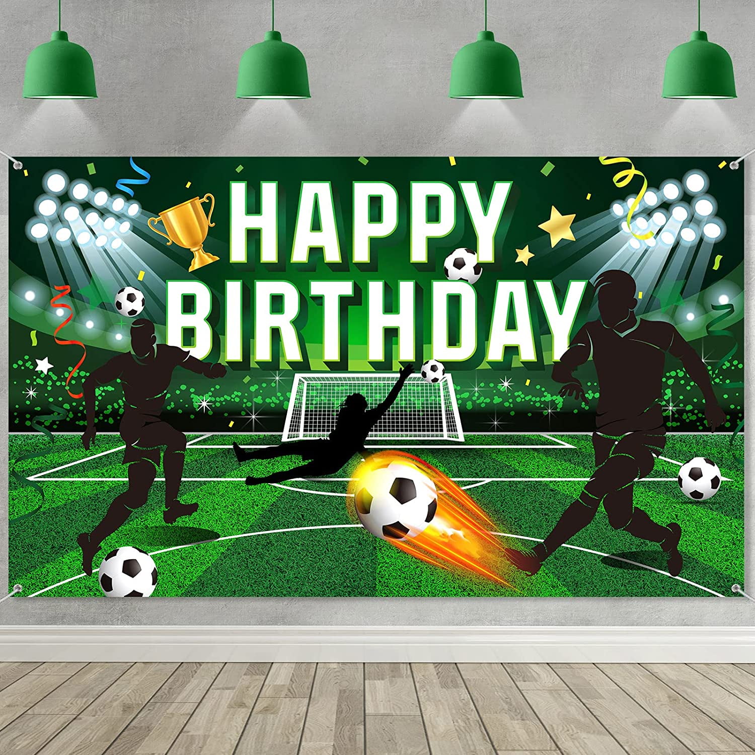 Soccer Birthday Party Backdrop, Polyester Football Field Background ...