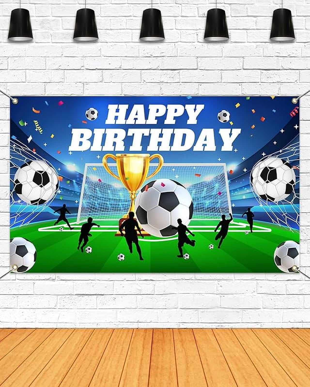 Soccer Birthday Party Banner Backdrop Soccer Theme Happy Birthday Party ...