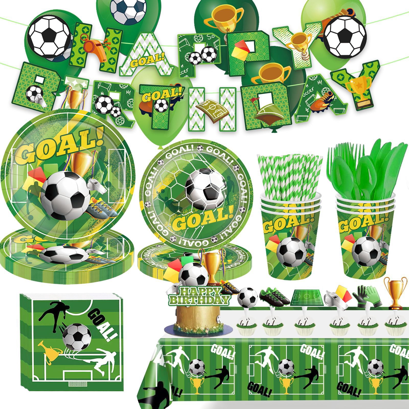 Soccer Birthday Party Decorations Football Themed Party Supplies Set ...