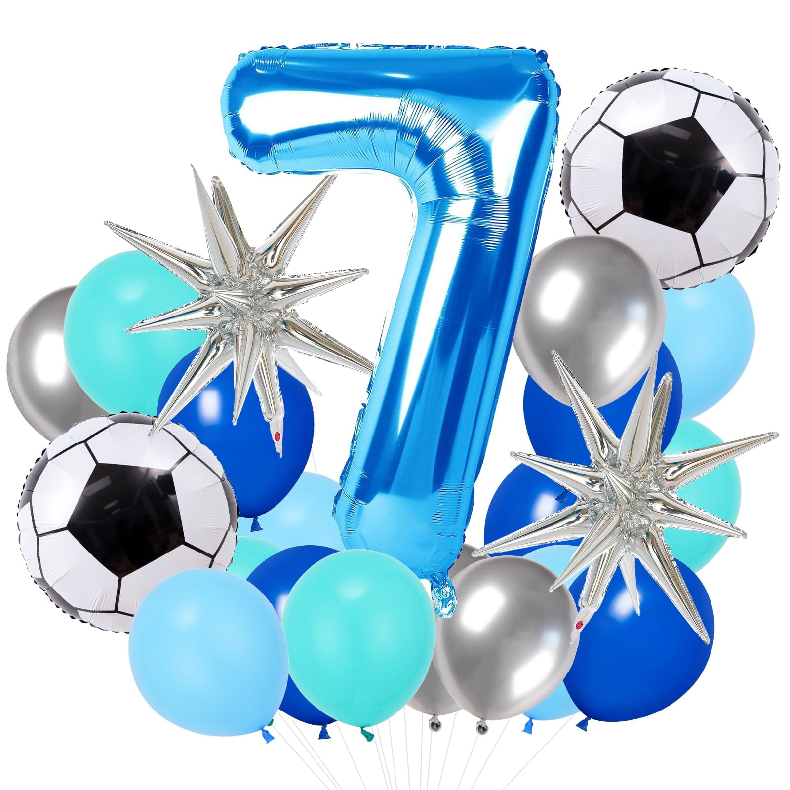 Soccer Birthday Party Decorations, Soccer Balloons, Blue 7 Balloon ...