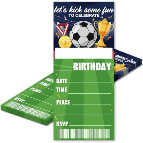 Soccer Birthday Party Invitations 20 Pack Soccer Game Theme Ticket ...