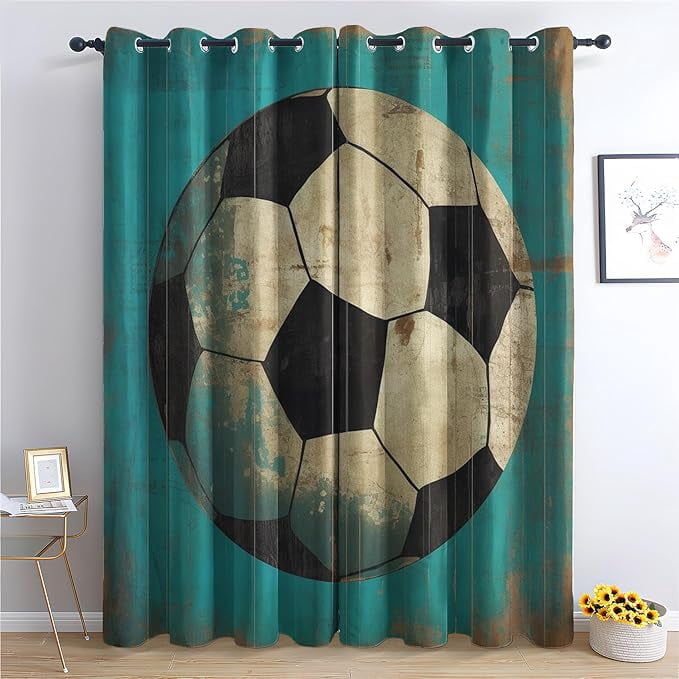 Soccer Blackout Curtains For Bedroom Living Room, Boys Sports Curtains ...