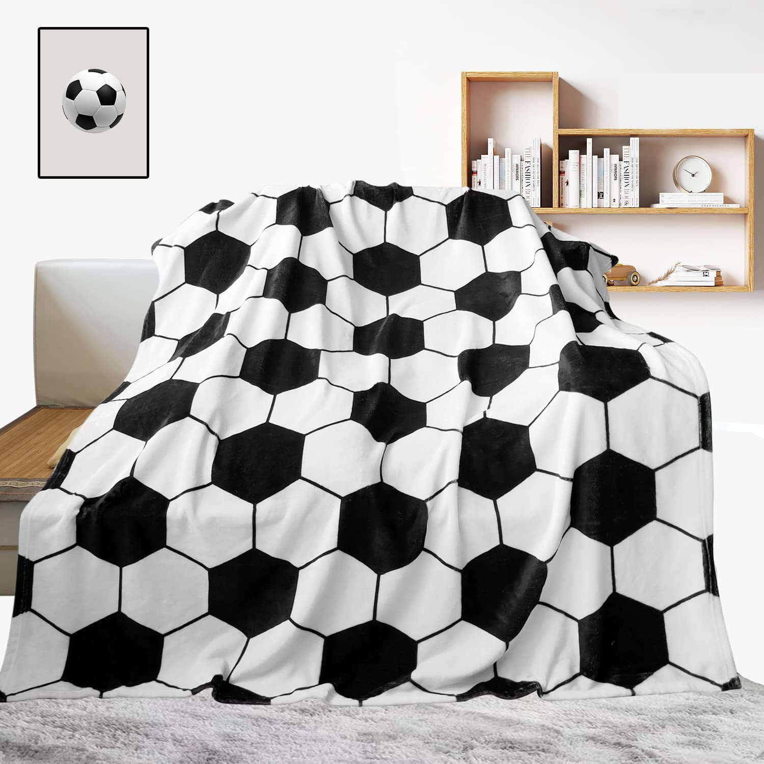 Soccer Blanket Soccer Gifts for Boys Girls Team Fleece Soccer Ball ...