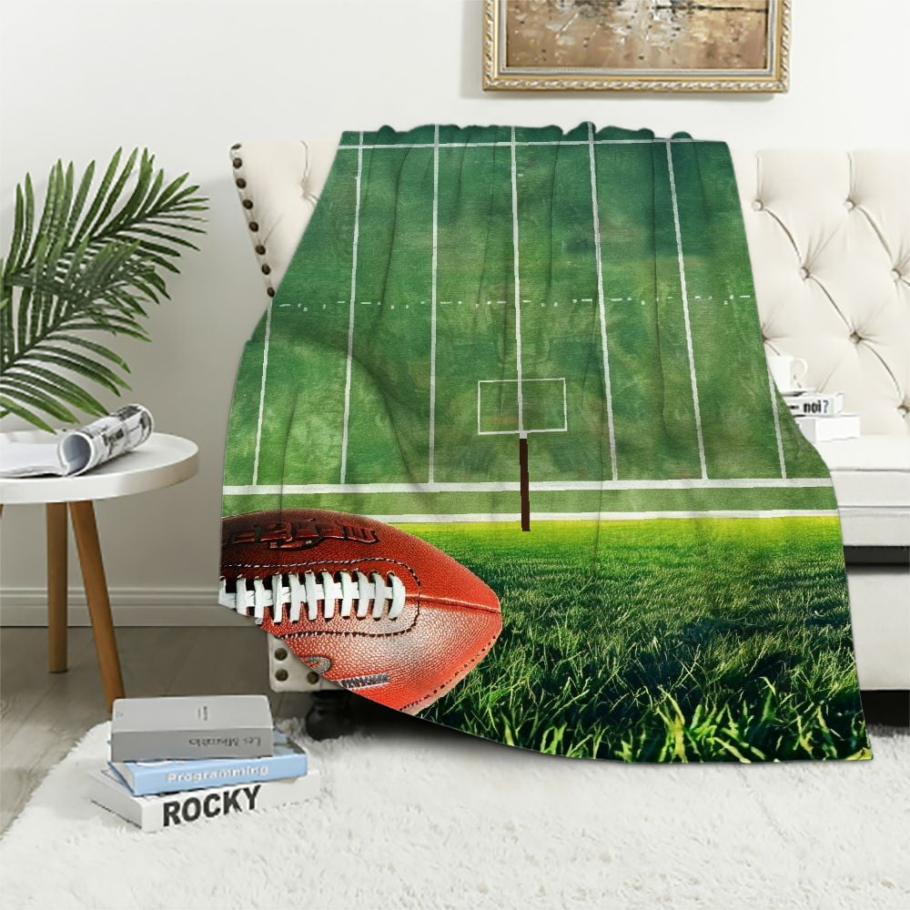 Soccer Blanket Sports Ball Throw Blanket Blue Flame Teens' Soccer Fans ...