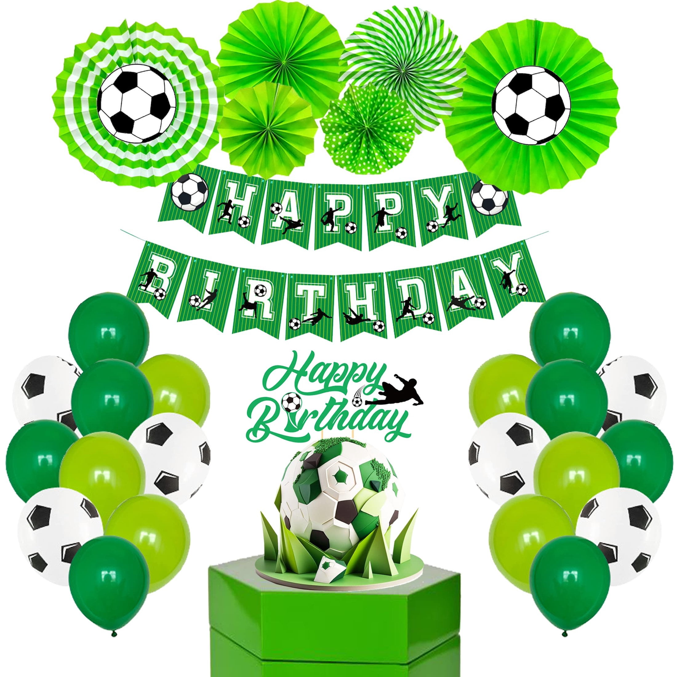 Soccer Blast Party Pack - Banners, Cake Toppers, Balloons, Paper Fans ...