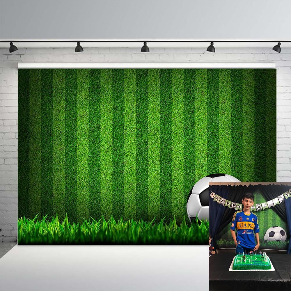 Soccer Boy Birthday Party Photo Studio Background Banner Football Field ...