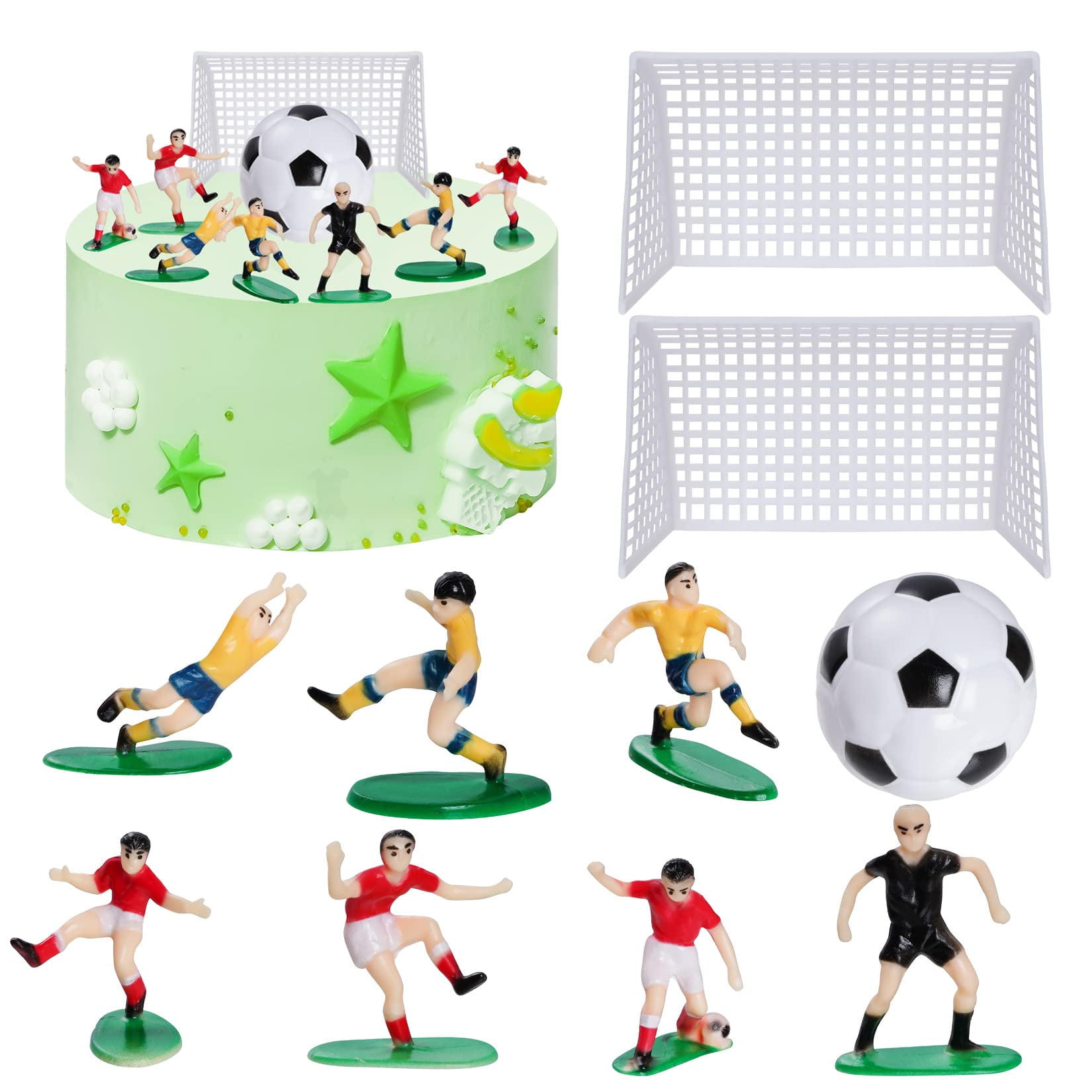 Soccer Cake Topper Decoration - Soccer AIS1 Ball & Player Cupcake ...
