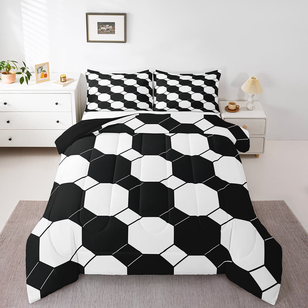 Soccer Comforter Set King Size Sports Bedding Sets 3D Football Bedding ...