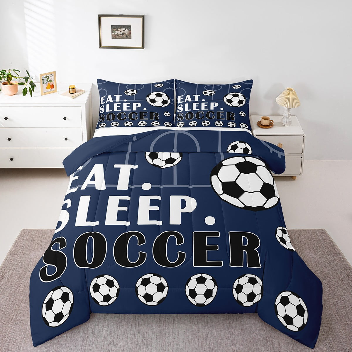 Soccer Comforter Set King Sports Bedding Sets for Boys Girls Football ...