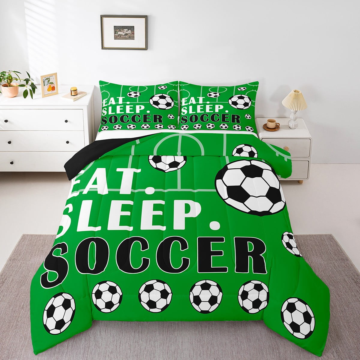 Soccer Comforter Set Queen Sports Bedding Sets for Boys Girls Football ...