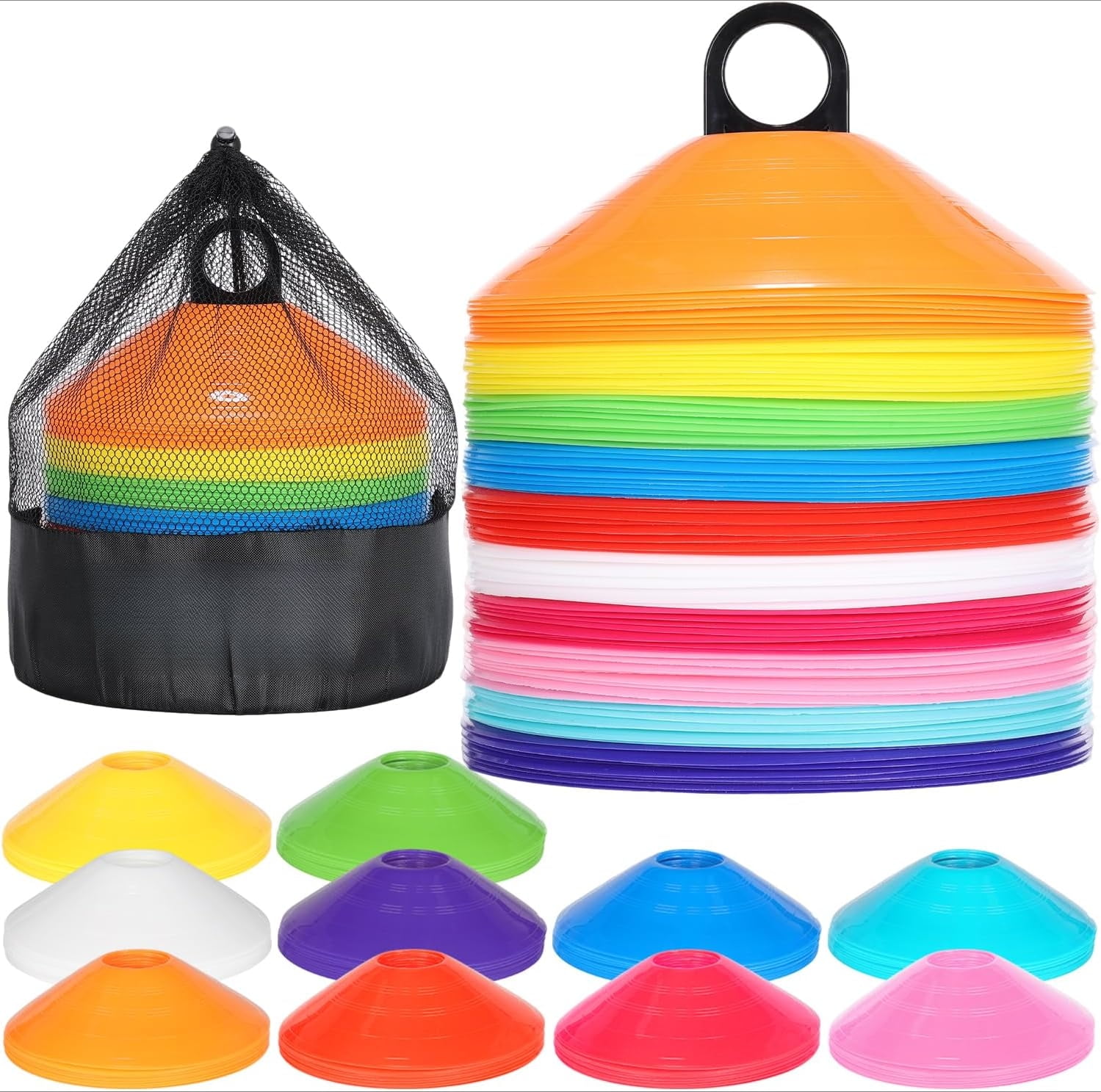 Soccer Cones 50/100 Pack Disc Soccer Sport Cones Training Field Marker Agility Cones for Traffic ...