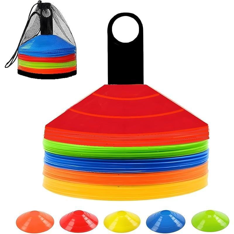 Soccer Cones (Set of 50), Agility Training Disc Cone with Carry Bag and Holder for Drilling ...