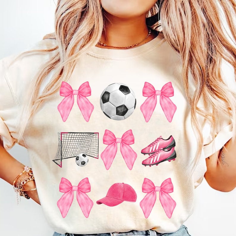 Soccer Coquette Bow Soft Girl Era Retro Soccer Coquette Soccer Pink Bow ...