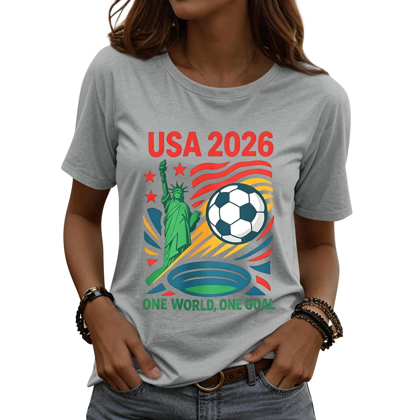 Soccer Cup 2026 Shirt Women USA Football Soccer Jersey Game Day Ball ...