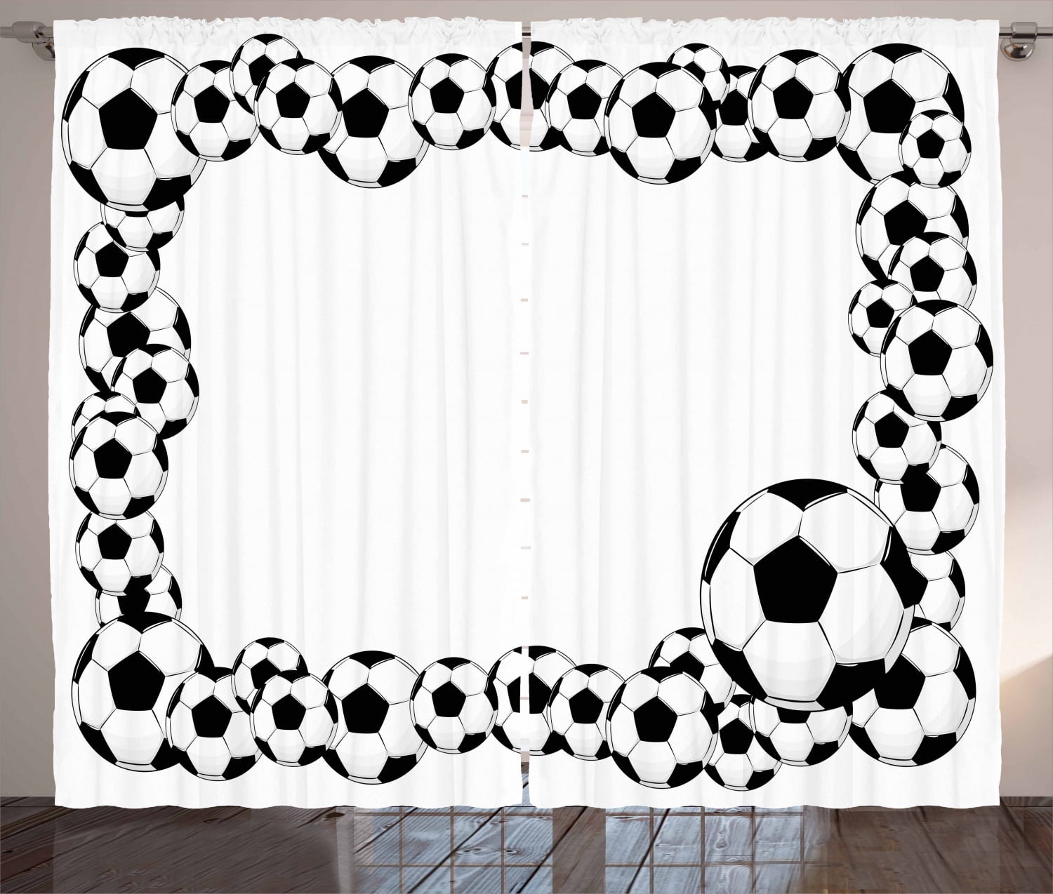 Ambesonne Soccer Curtains 2 Panel Set, Football Frame Pattern, 108" x ...