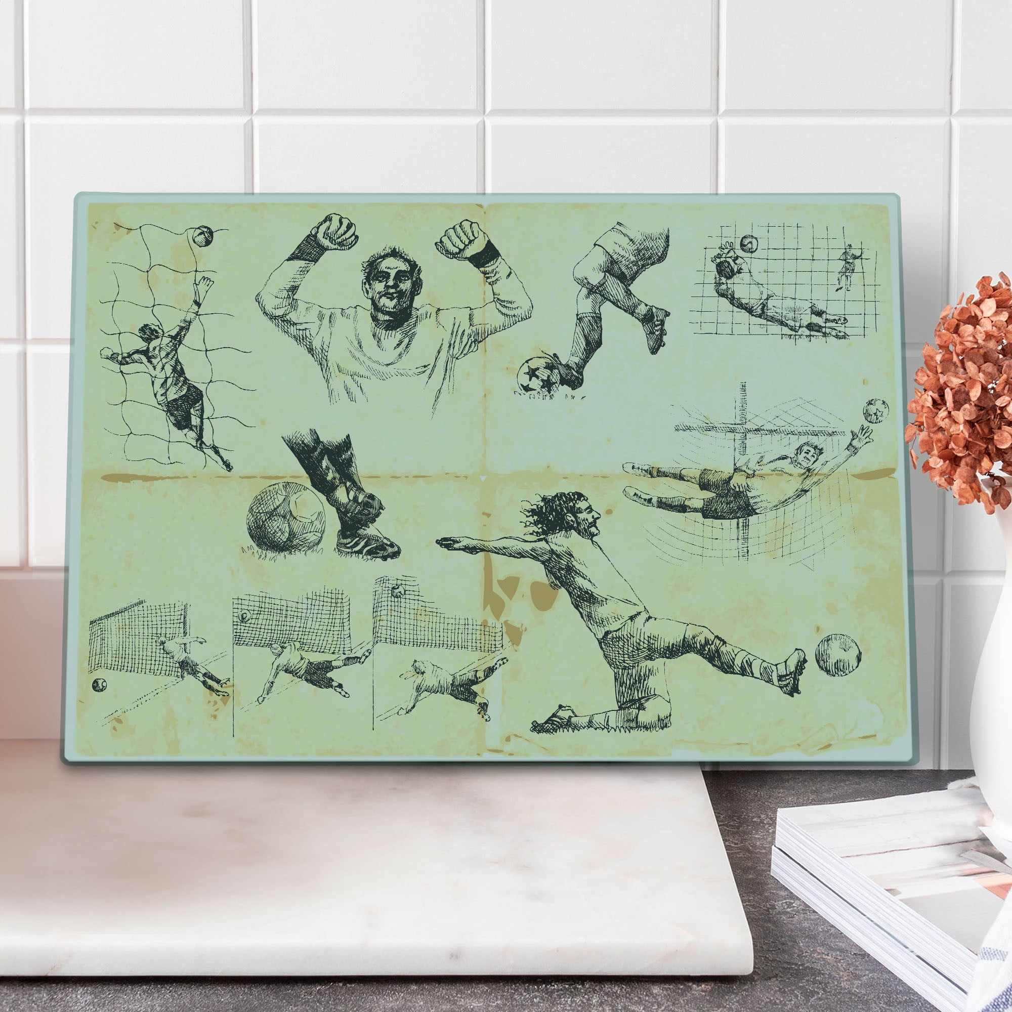 Soccer Cutting Board, Arrangement of Different Soccer Player Goalkeeper ...