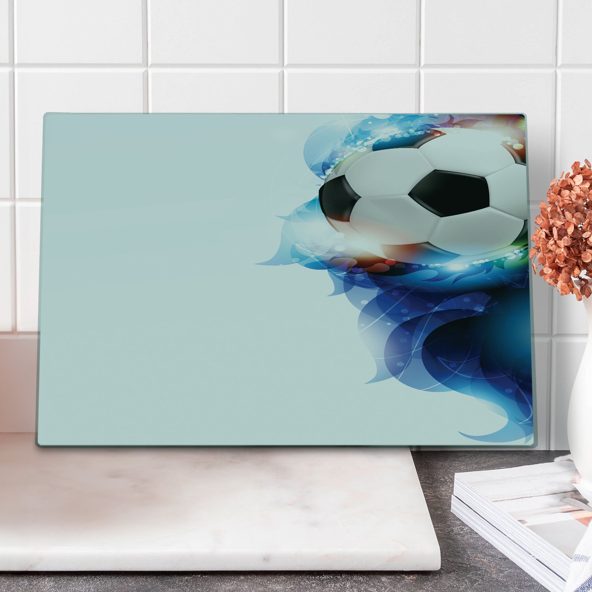 Soccer Cutting Board, Soccer Ball Surrounded by Art Graphic Vivid ...