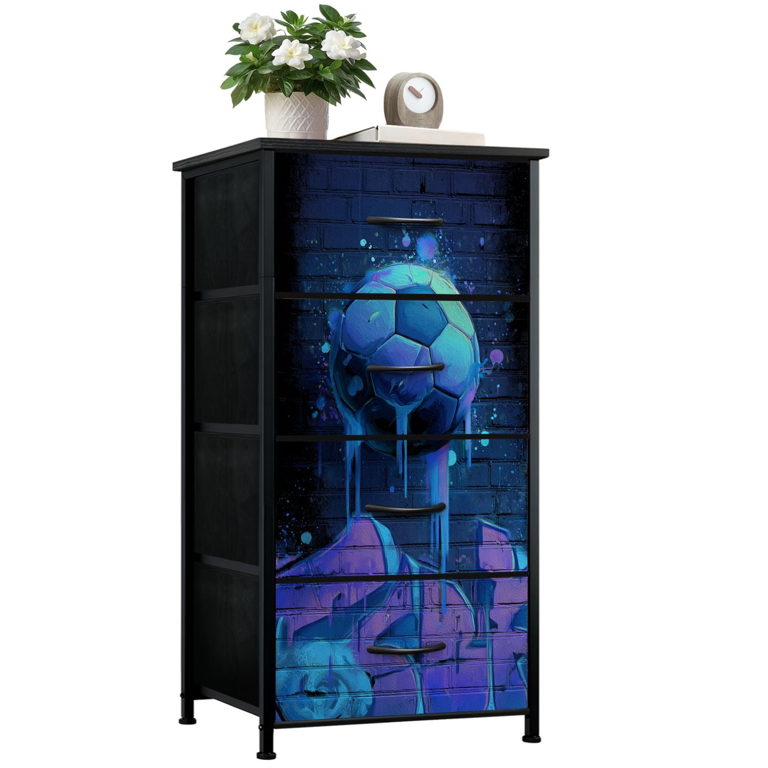 Soccer Dresser for Bedroom with 4 Storage Drawers Surreal Graffiti ...
