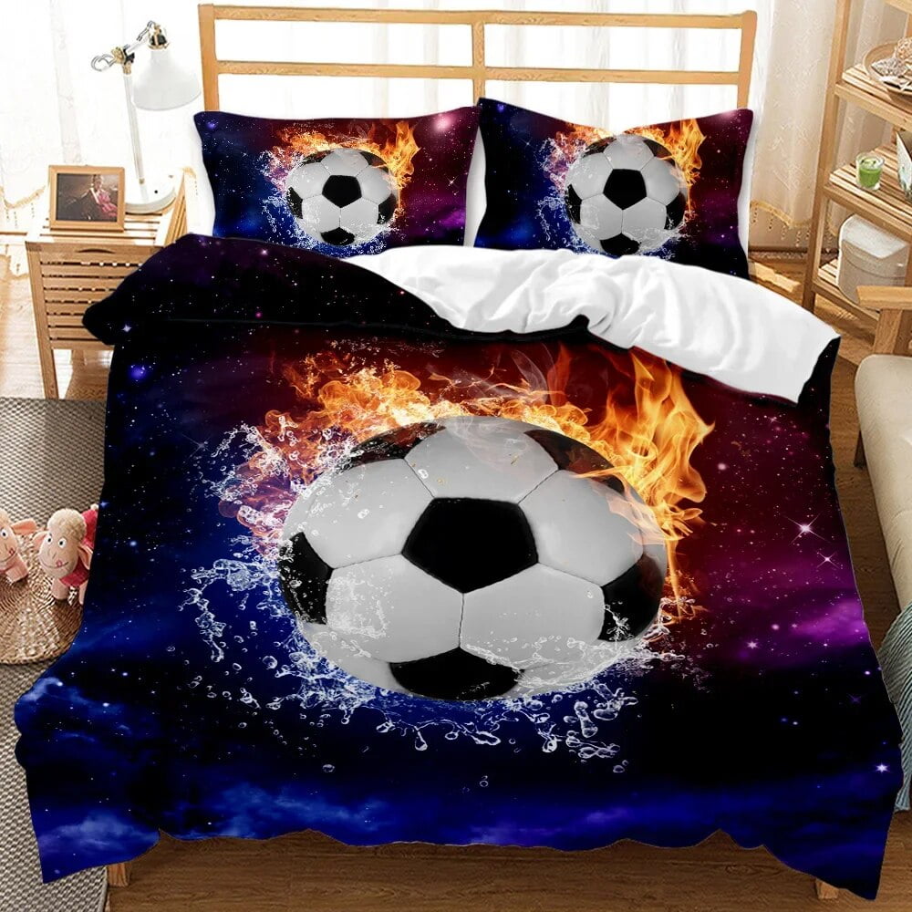 Soccer Duvet Cover Football Kids Bedding Set 3D Comforter Cover Boys ...