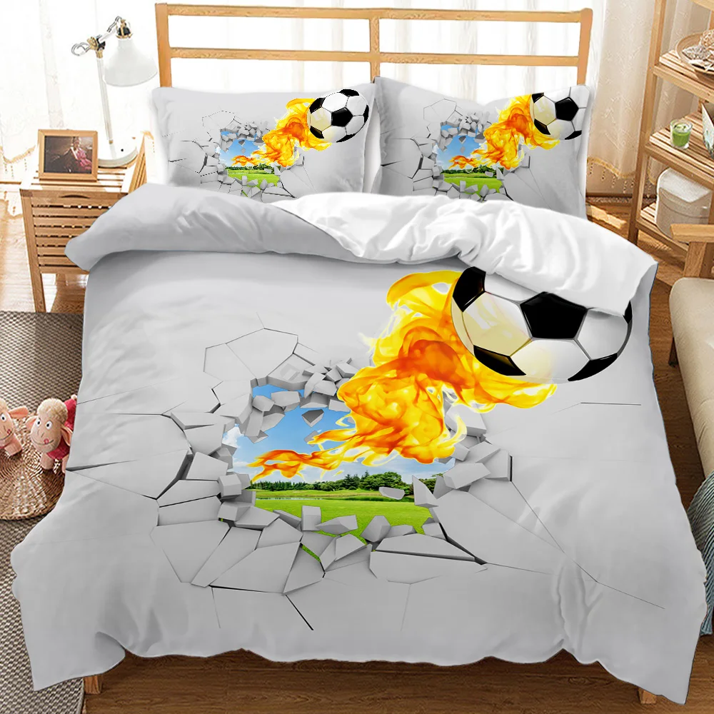Soccer Duvet Cover Football Kids Bedding Set 3D Comforter Cover Boys ...