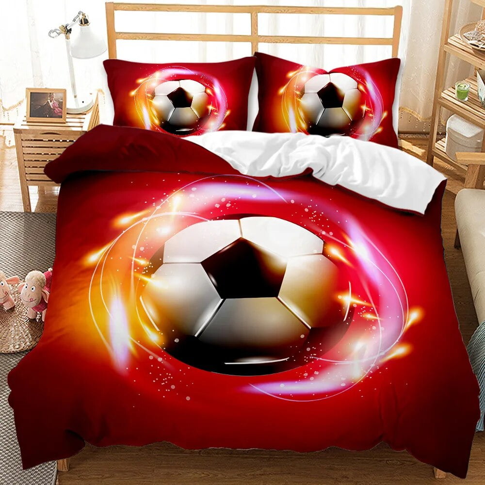 Soccer Duvet Cover Set Cool Special Effects Background for Player Kids ...