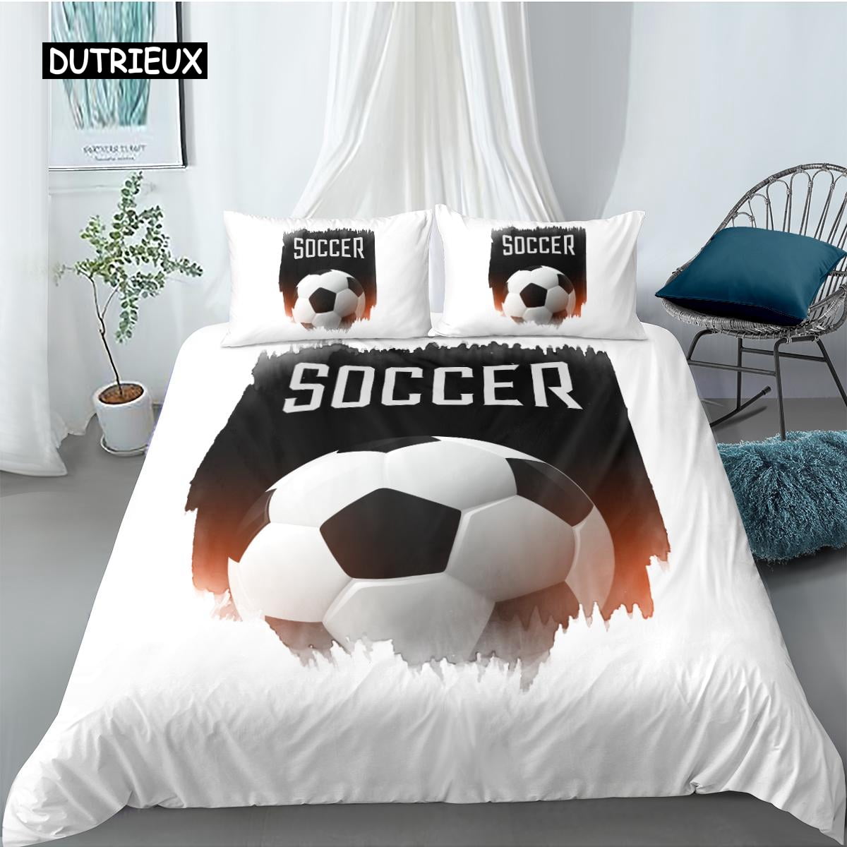 Soccer Duvet Cover Set FootBall and Old Plaster Wall Damage Destruction ...