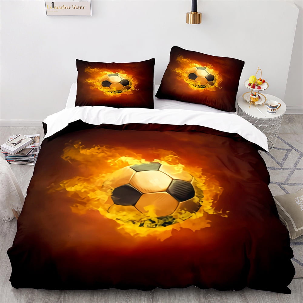 Soccer Duvet Cover Set Football Sport Galaxy Background Polyester ...