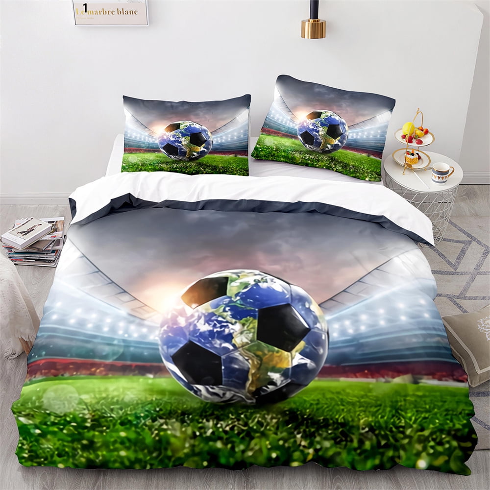 Soccer Duvet Cover Set Football Sport Galaxy Background Polyester ...