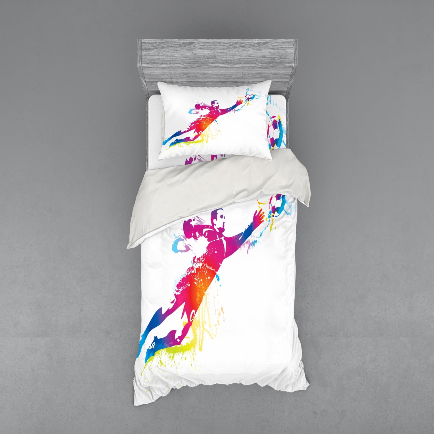 Soccer Duvet Cover Set, Goalkeeper Catches the Ball Goal Star Training ...