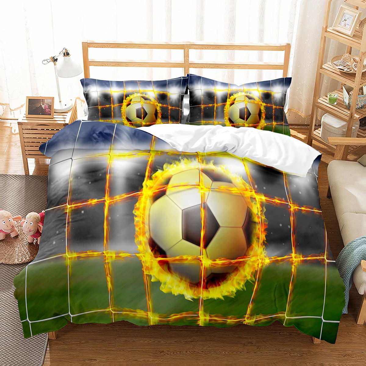 Soccer Duvet Cover Set King Size Sport Theme Bedding Set For Kids Boys ...