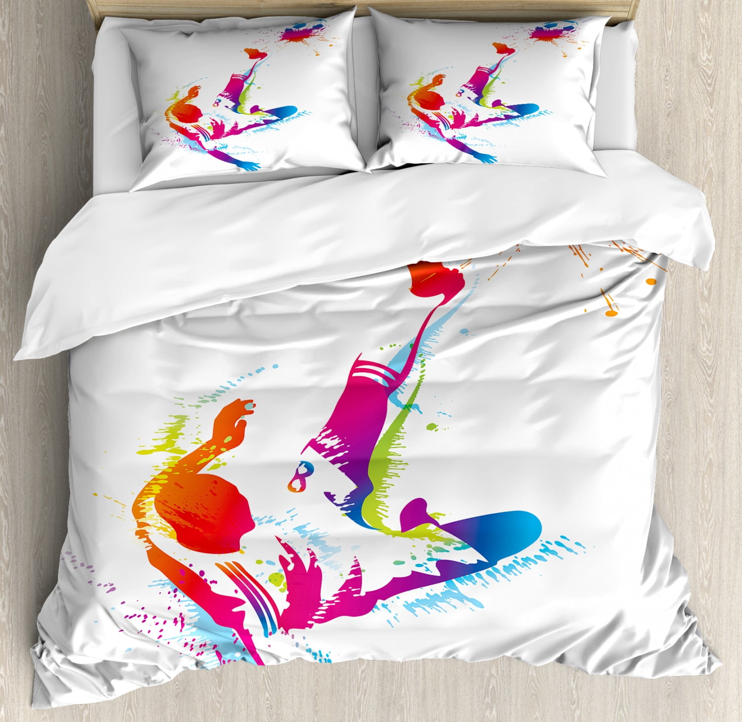 Soccer Duvet Cover Set Queen Size, Soccer Man Kicks the Ball in the Air ...