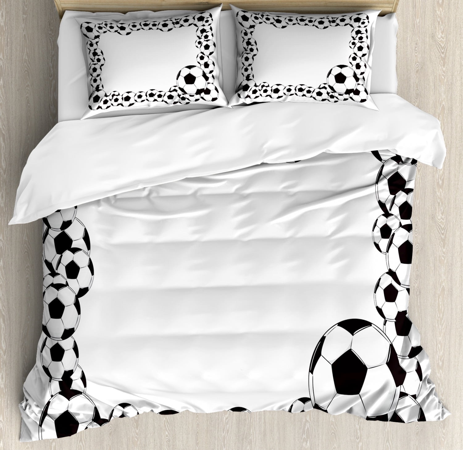 Soccer Duvet Cover Set Queen Size, Monochrome Football Frame Pattern ...