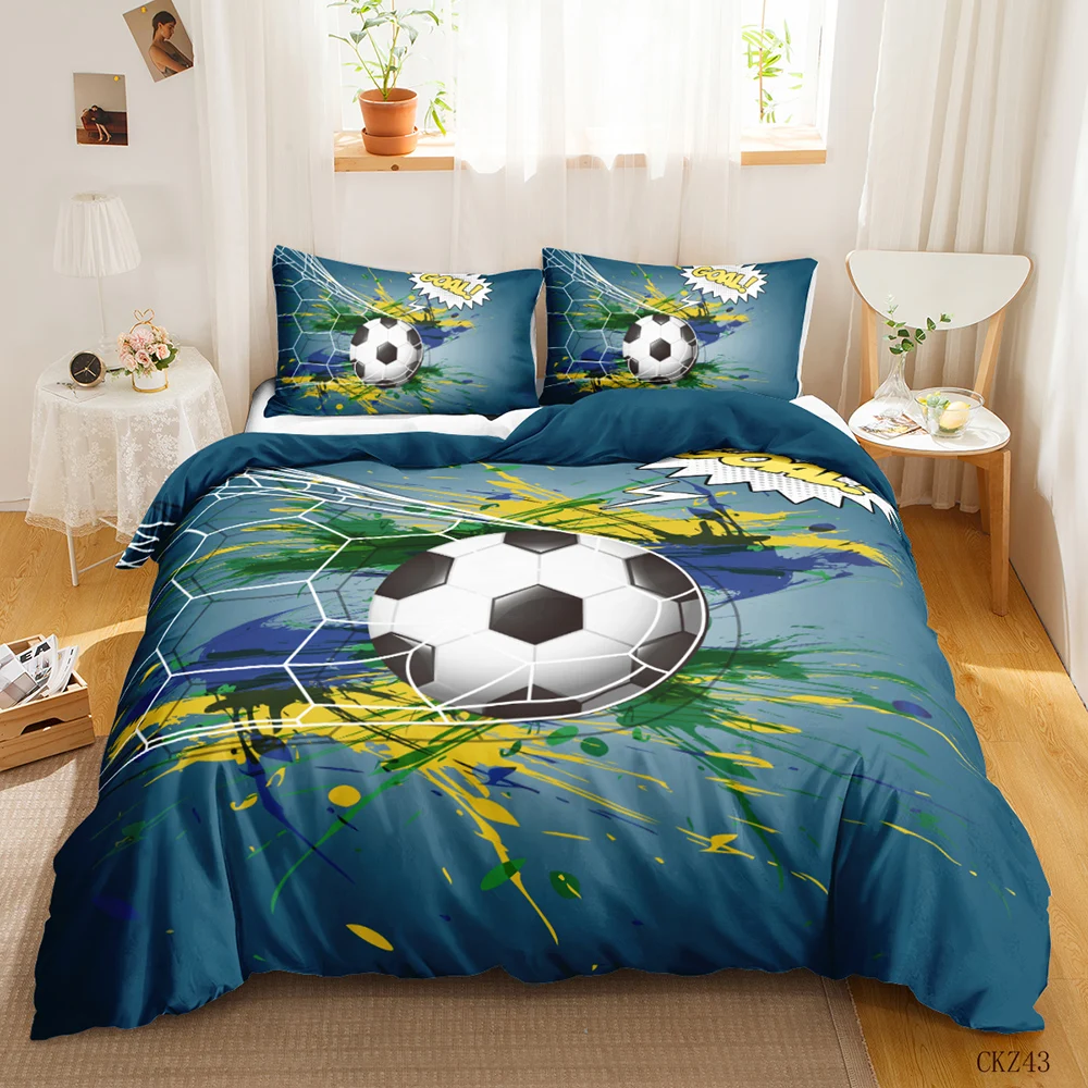 Soccer Duvet Cover Set Soccer Comforter Cover for Kids Girls Teens ...