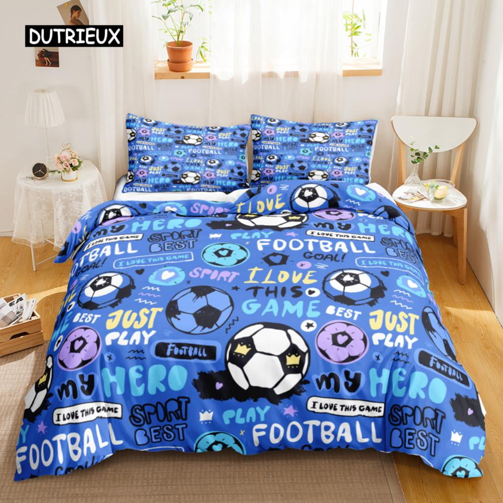 Soccer Duvet Cover Set Soccer Comforter Cover for Kids Teens Sports ...