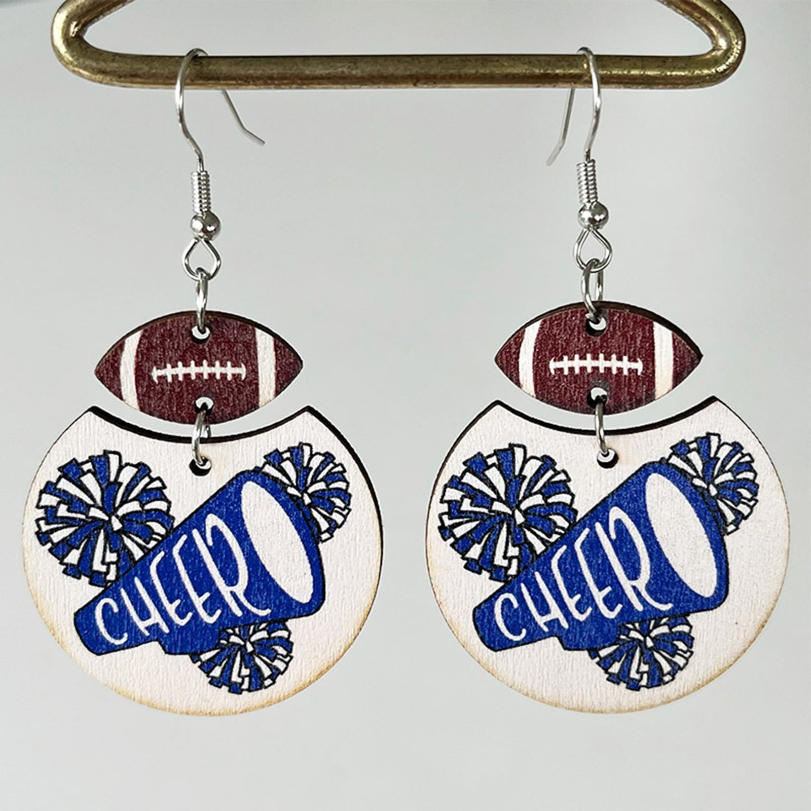 Soccer Earrings Cheerleaders Multicolor Rugby Geometric Wooden Print ...