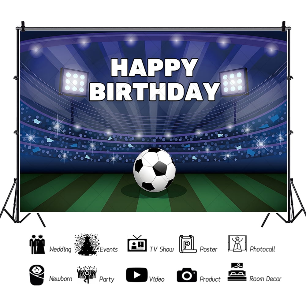 Soccer Field Backdrop Custom Child Birthday Party Decor Banner Football ...
