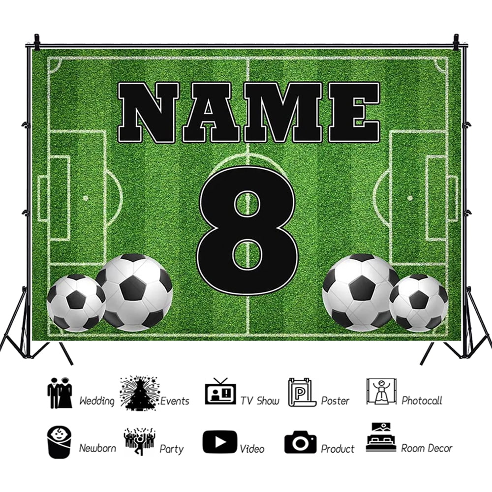 Soccer Field Backdrop Custom Child Birthday Party Decor Banner Football ...