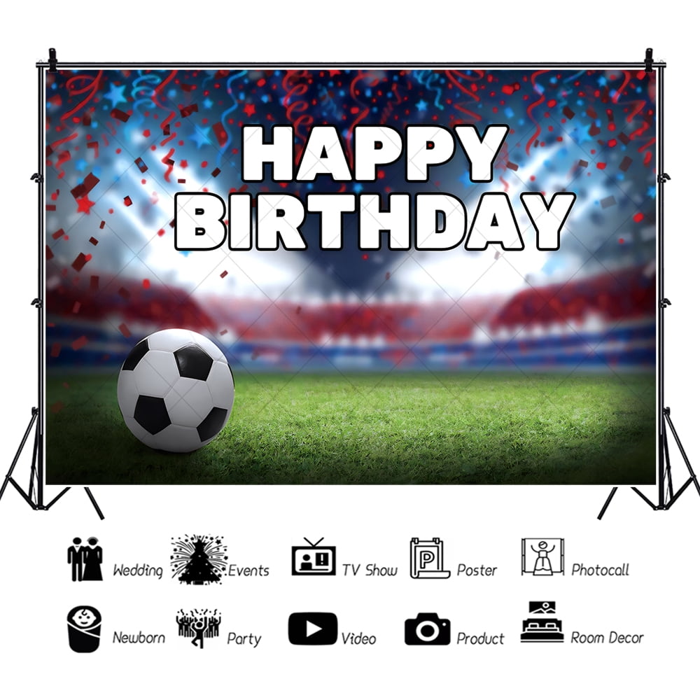 Soccer Field Backdrop Custom Child Birthday Party Decor Banner Football ...