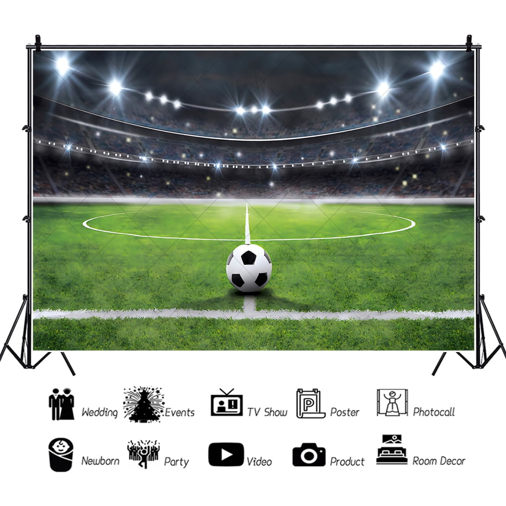 Soccer Field Backdrop Custom Child Birthday Party Decor Banner Football ...