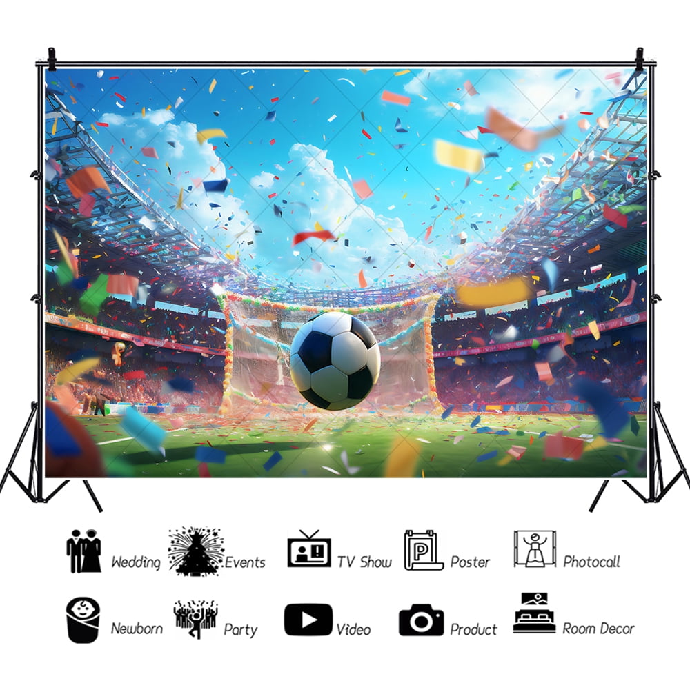 Soccer Field Backdrop Custom Child Birthday Party Decor Banner Football ...