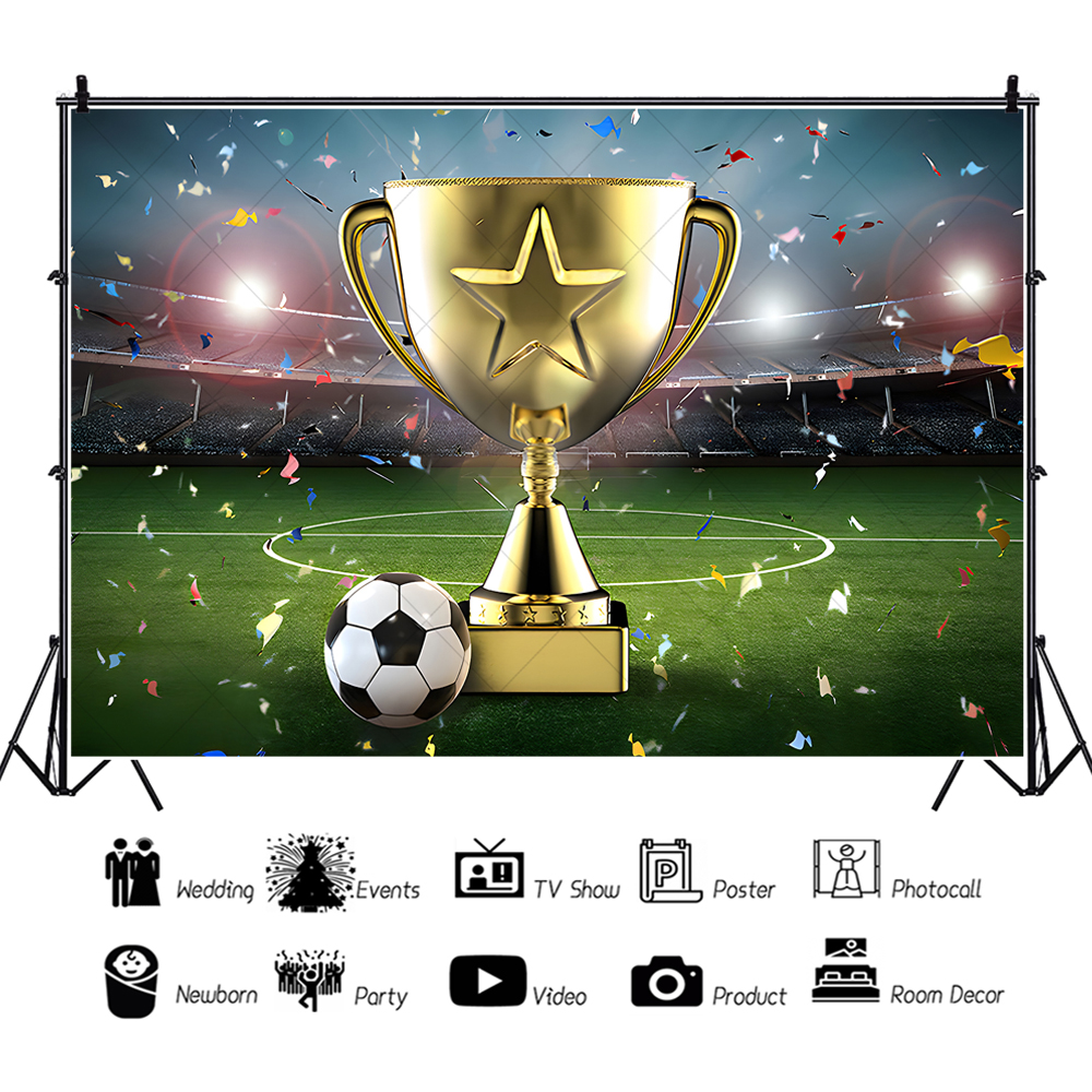 Soccer Field Backdrop Custom Child Birthday Party Decor Banner Football ...