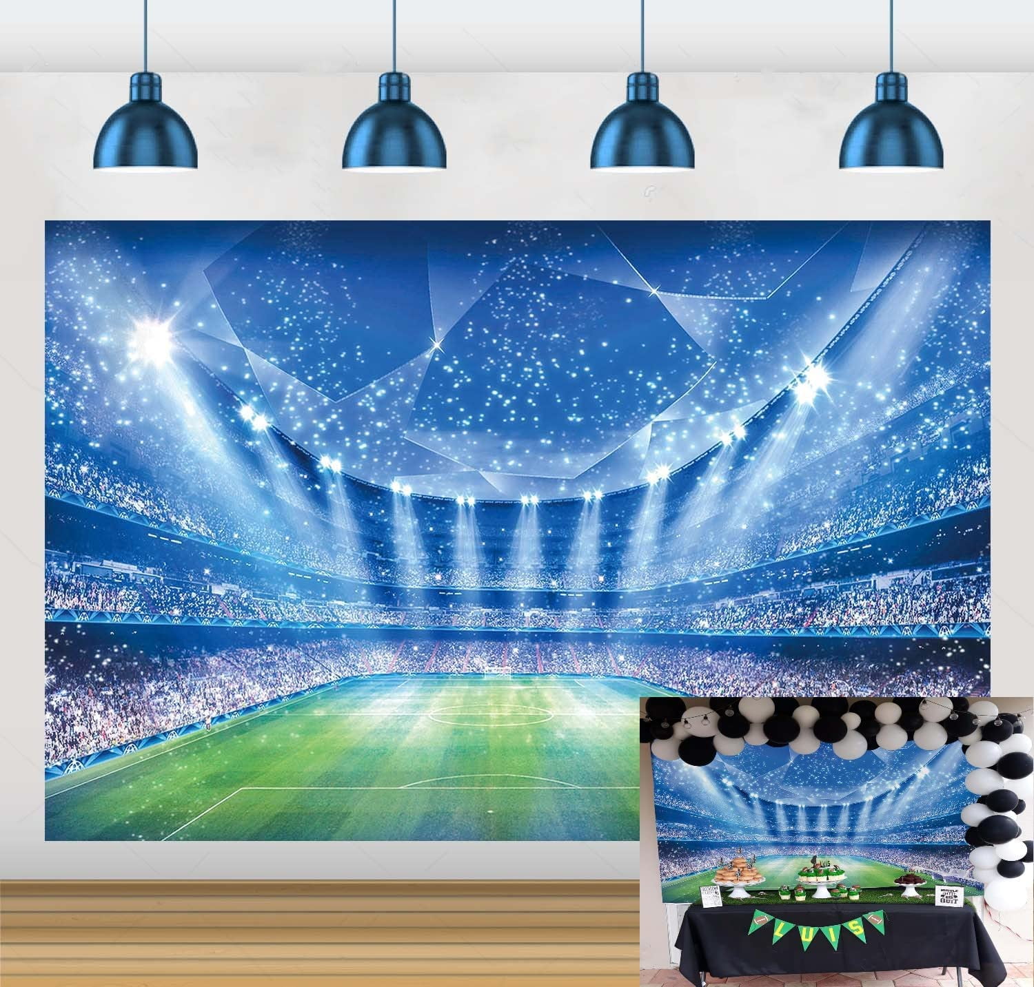 Soccer Field Backdrop Stadium Soccer Competition Fans Night Spotlight ...