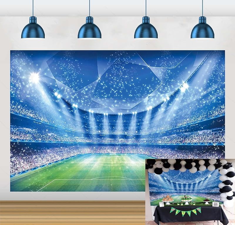 Soccer Field Backdrop Stadium Soccer Competition Fans Night Spotlight ...