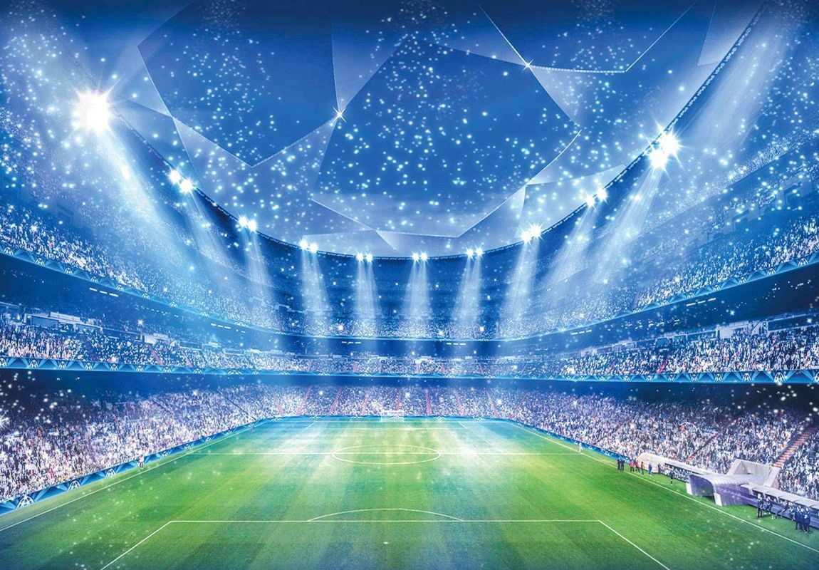 Soccer Field Background Football Pitch Game Stadium Spotlight ...