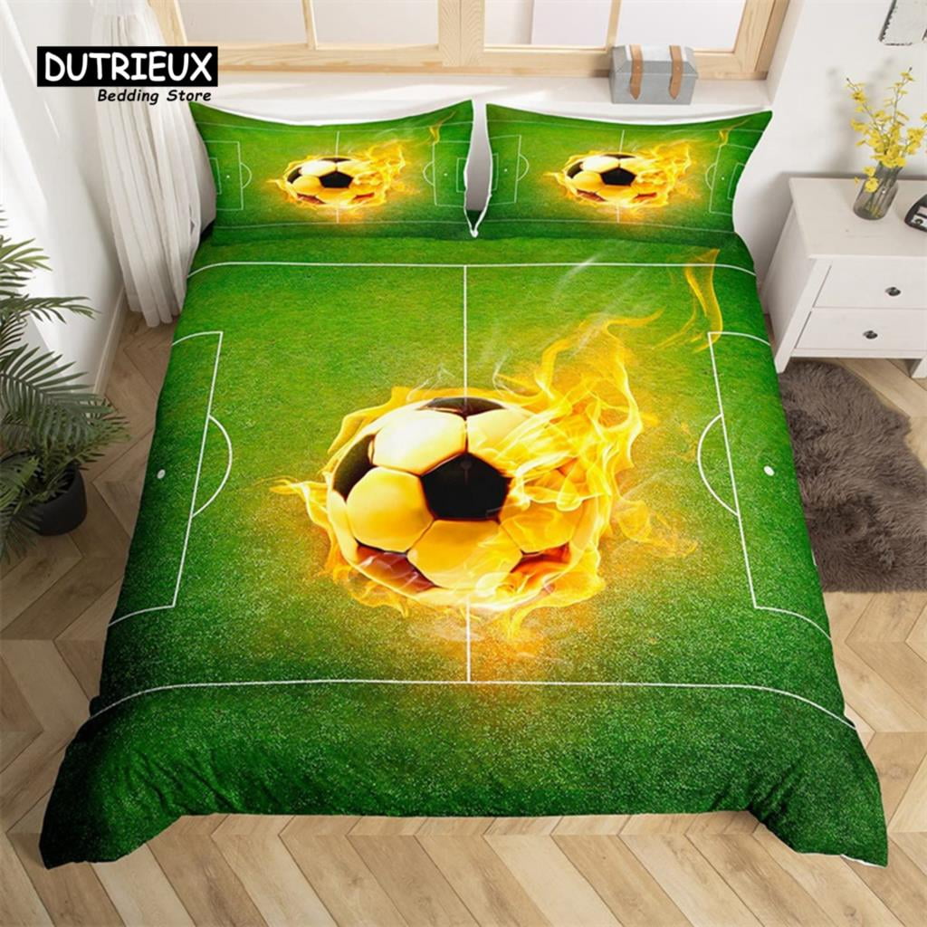 Soccer Field Duvet Cover King Football Comforter Cover Soccer Sports ...