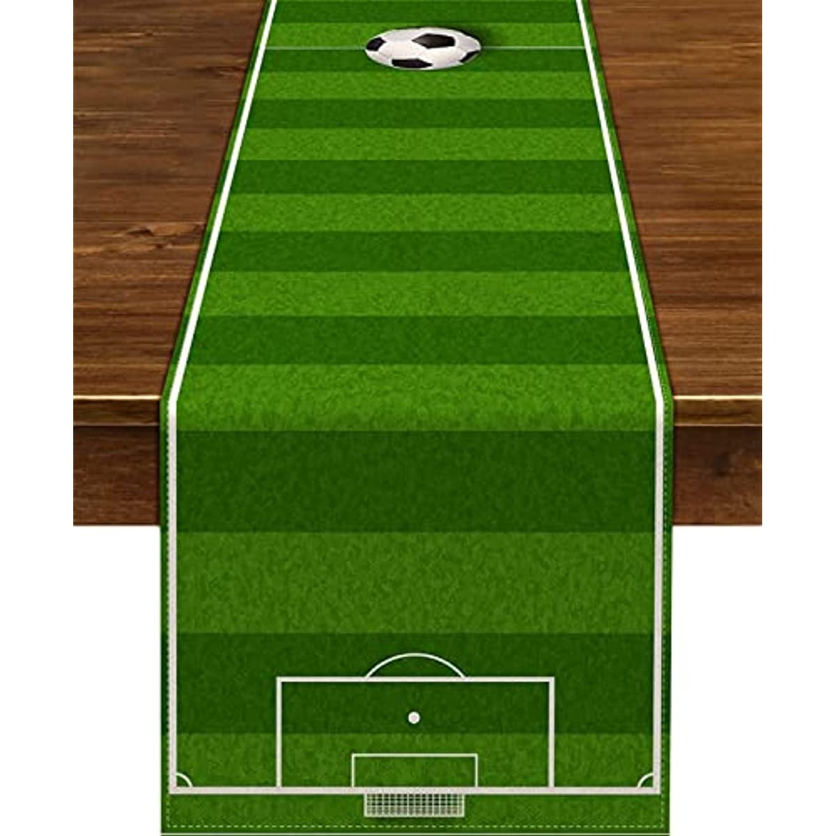 Soccer Field Linen Table Runner Holiday Party Decoration Washable Table ...