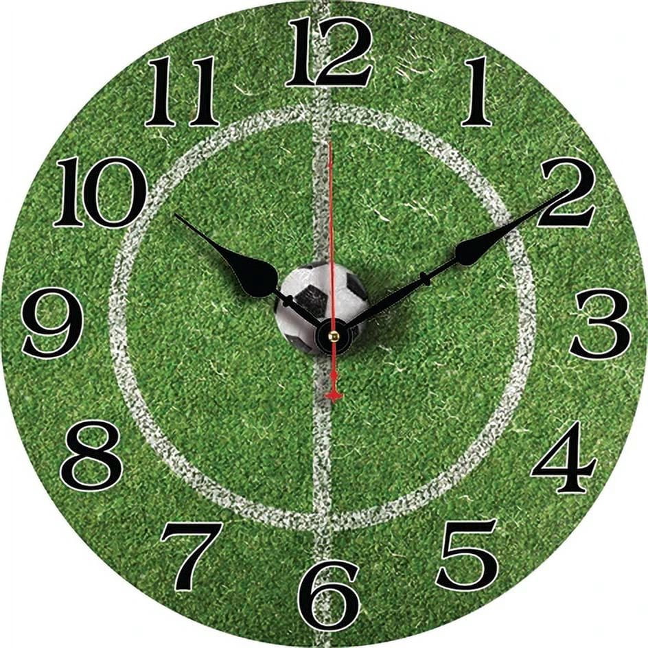 Soccer Field Wall Clock Living Room Bedroom Round Silent Clock Dining ...