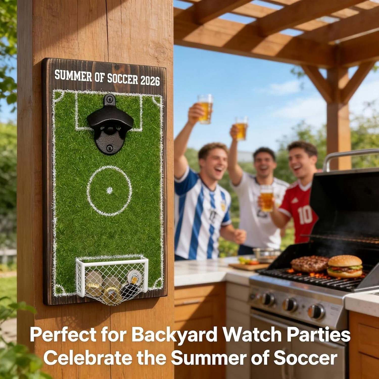 Soccer Field Wall Mounted Beer Opener with Cap Catcher, Cast Iron ...